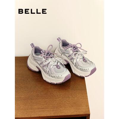 百丽春秋新款高帮鞋厚底老爹鞋