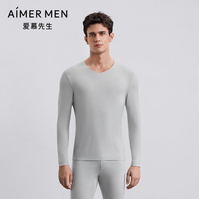 爱慕先生25秋冬奶皮轻暖系列男士保暖V领长袖上衣NS72M391