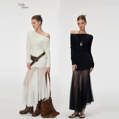 限量【vibe腔调纱裙】主推top！轻量感裙摆剪裁不规则微透网纱裙