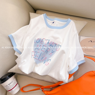 ader小清新刺绣字母短袖T恤女