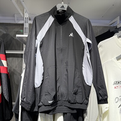 Adidas阿迪达斯男子外套速干撞色拼接梭织运动休闲立领夹克JV6950