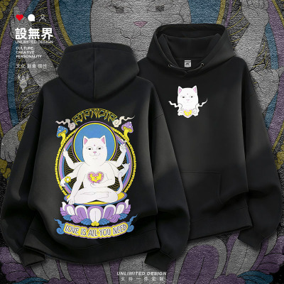 RIPNDIP中指猫多臂神性莲花卫衣