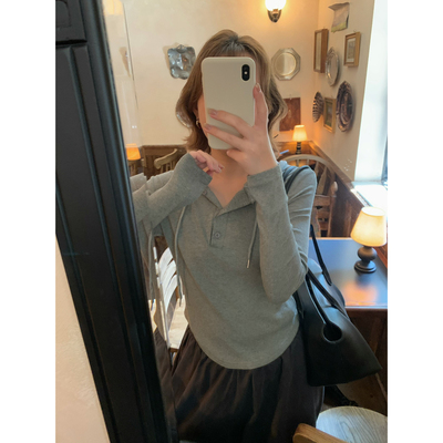 lower April（FA）-女长袖t恤修身显瘦内搭短款上衣长袖T恤180487