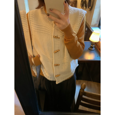 ower April（FA）-开衫马甲女外搭叠穿毛衣坎肩背心针织马甲98028