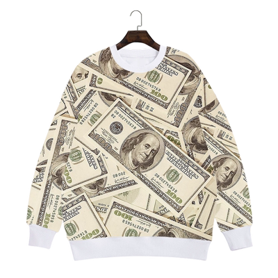 美元美金各国货币金钱圆领卫衣