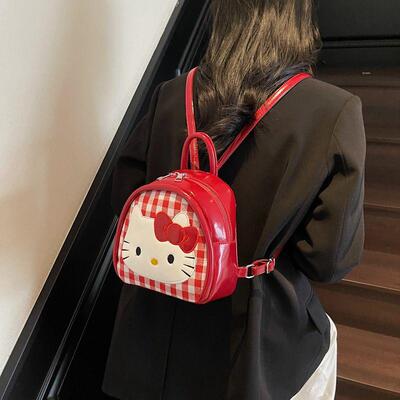 新款ins风HelloKitty双肩包甜美可爱纯棉里料拉链8英寸适用双肩