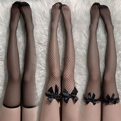 Black White Sexy Overknee Long Socks Women Sweet Girls