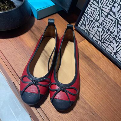 小香风蝴蝶结撞色鞋子