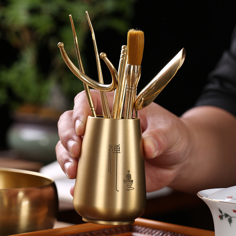 纯铜茶夹洗杯夹功夫茶镊子茶杯夹茶叶夹子茶道六君子套装茶具配件