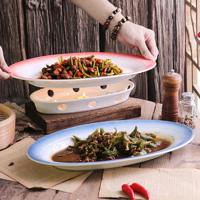 陶瓷明炉餐具带底座蜡烛热菜盘