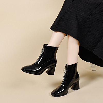 顾明强女鞋热销冬款尖头短靴GMQ7005
