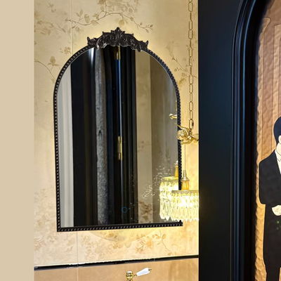 法式拱形中古风浴室镜壁挂雕花镜