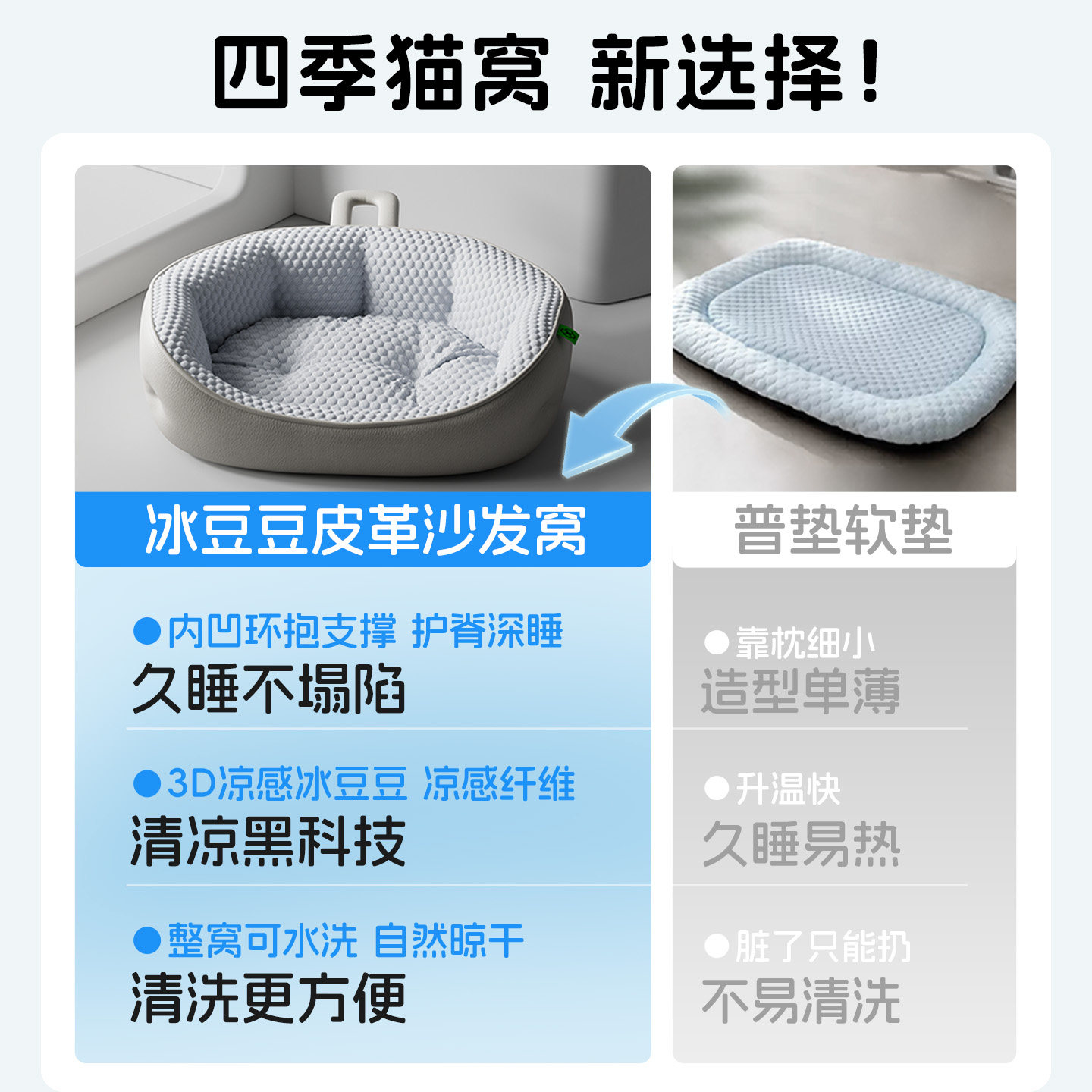 夏季猫窝四季通用半封闭式安全感猫咪睡窝猫床猫沙发猫咪窝睡觉用
