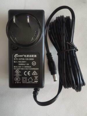 适用于  ICP36-120-3000 12v3a 电源适配器 充电器 电源线