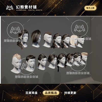 Unity G2 Hair Cards Collection 01 1.0 女性发型素材合集包HDRP