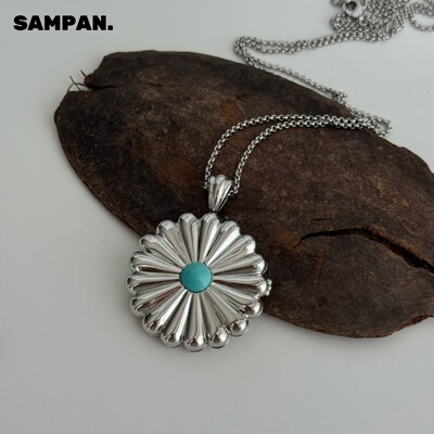 SAMPAN小众雏菊之镜毛衣链女