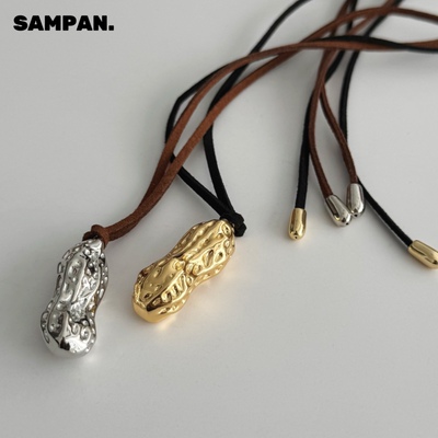 小众设计秋冬新款毛衣链好事花生绑绳项链金色好运好事发生项链