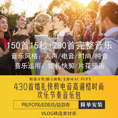 15秒音乐婚礼预告花絮快剪电音高逼格时尚欢乐节奏pr/fcpx/edius