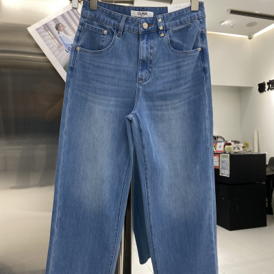 OUNA欧娜-26年夏上新四面弹九分奶奶裤牛仔裤66396