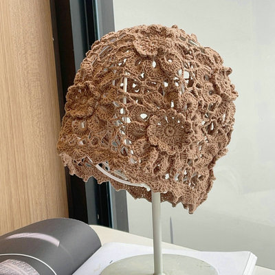 帽范包头帽逛街优雅春夏立体钩花