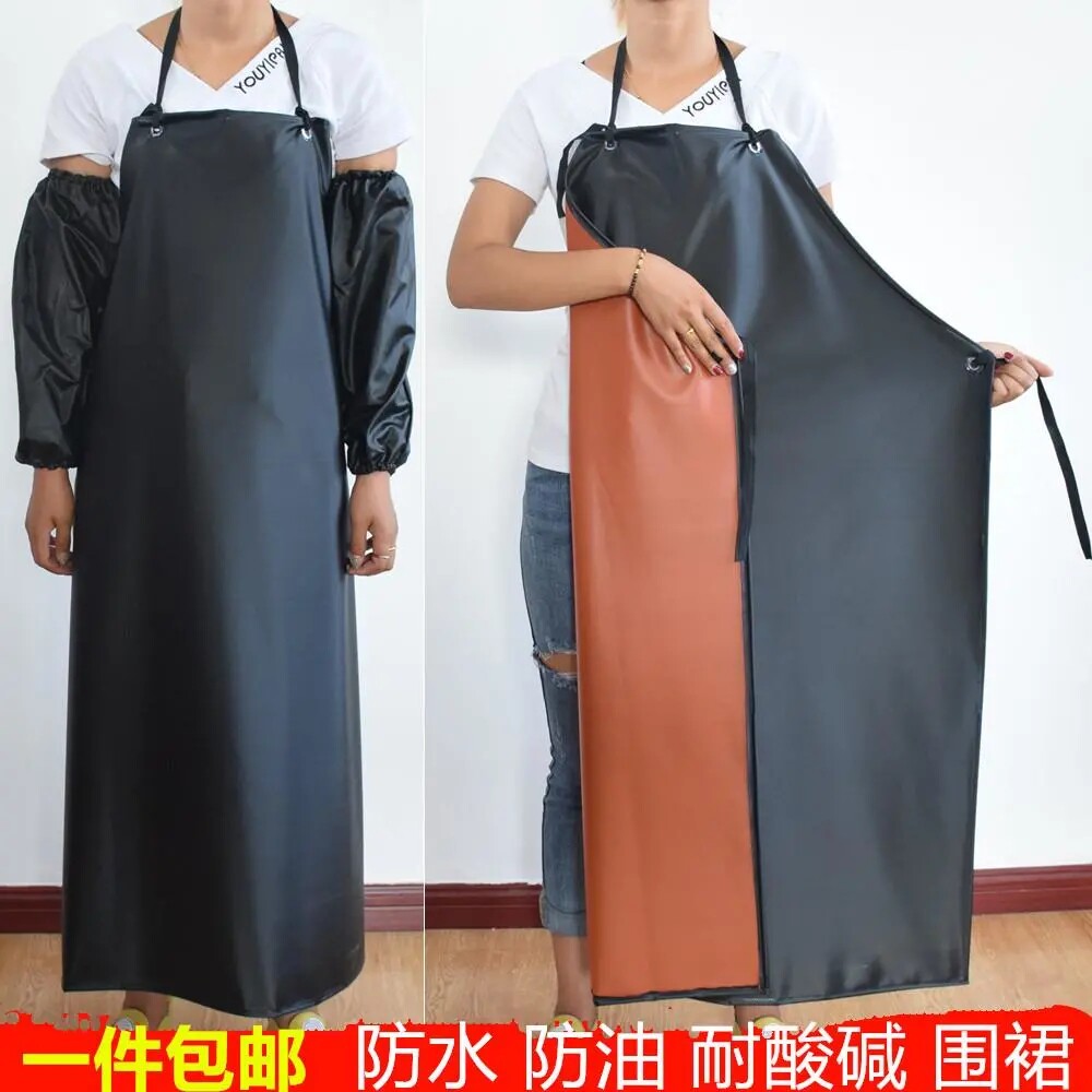 黑色防水围裙男女成人工作耐酸碱劳保围裙厨房家用做饭防水油围裙