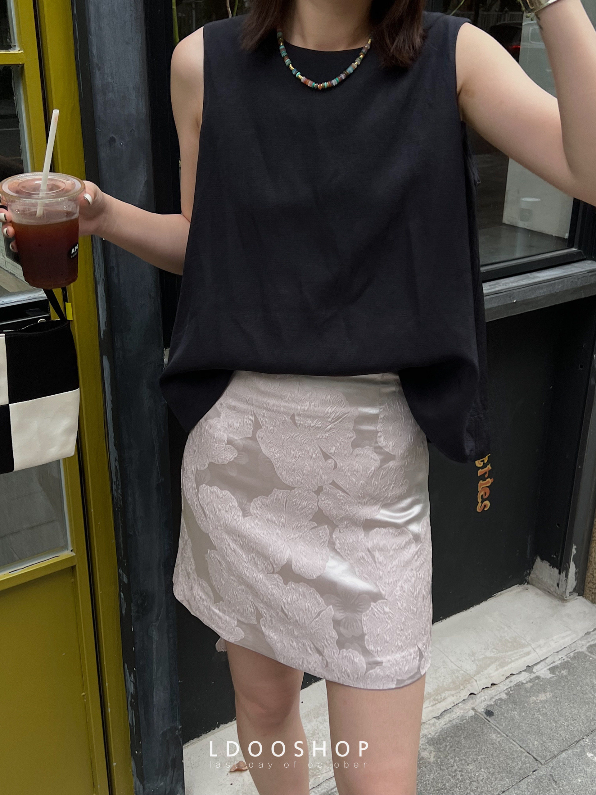 LDOO SHOP进口重磅桑蚕丝提花国风全手工高腰包臀粉紫色真丝短裙_虎窝淘