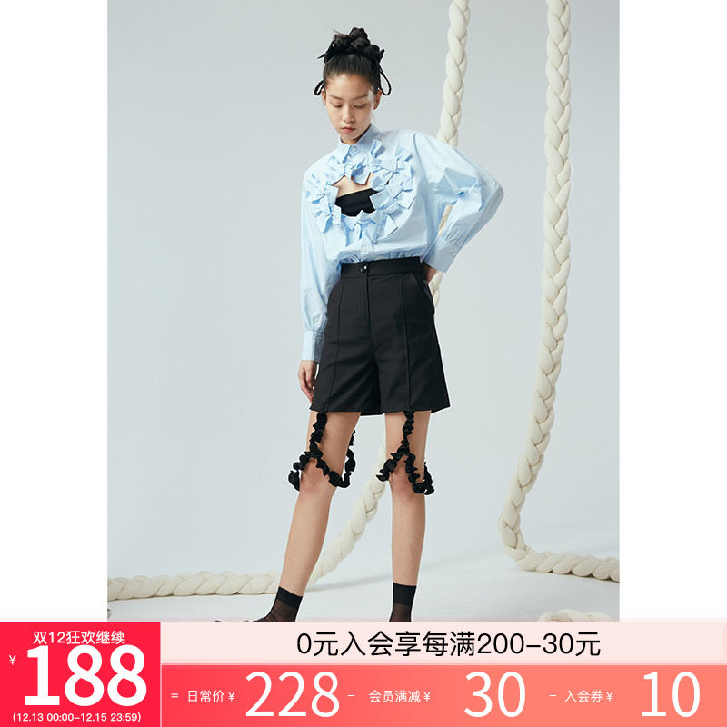 【秋冬福利款】DIDDI蝴蝶结纯色镂空小众设计感别致宽松上衣_虎窝淘