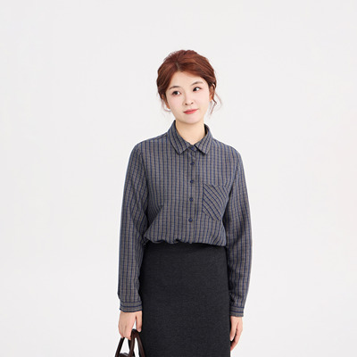 REST HEART 2025秋冬新品 翻领复古格纹百搭衬衫
