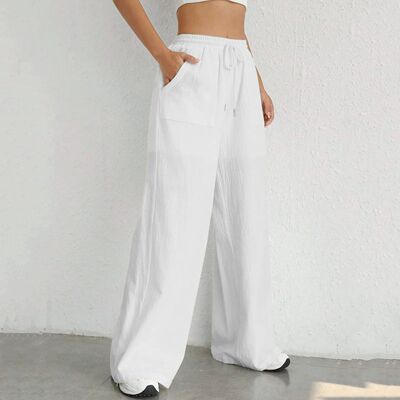 纯色直筒微喇休闲长裤不易变形