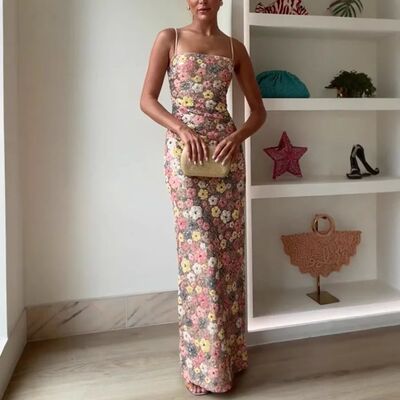 欧美亮片吊带包臀修身连衣裙