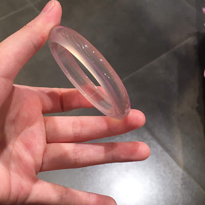 天然冰种粉玉髓手镯翡翠平替