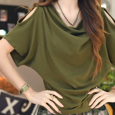 夏季宽松百搭复古绿短袖t恤女