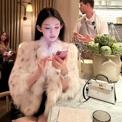 秋冬新款时尚百搭狐狸毛皮草大衣