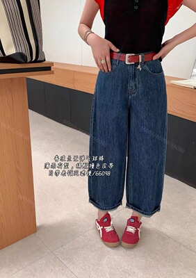 CGZ潮公主66098休闲无弹阔腿弯刀裤2026夏时尚显瘦八分老爹牛仔裤
