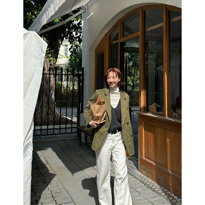 羊毛混纺毛呢外套西装双面呢大衣