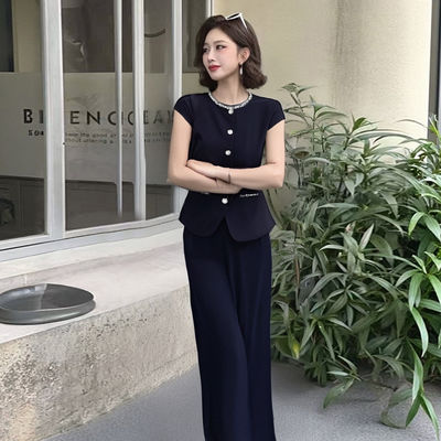 2026春季新款女时尚休闲套装修身显瘦马甲日常通勤两件套D3178