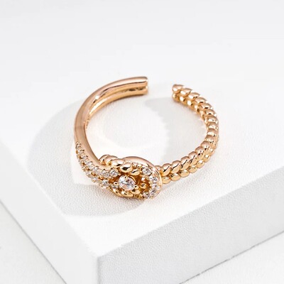 Seashell 925银镀金绳结缠绕戒指女轻奢高级感小众设计感戒指