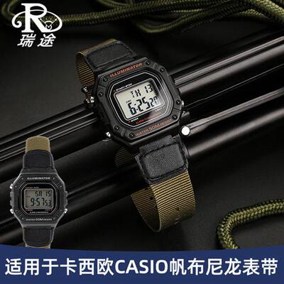适用于卡西c欧CASIO帆布尼龙表带AE-1200/W-218H/AEQ-110防水表带