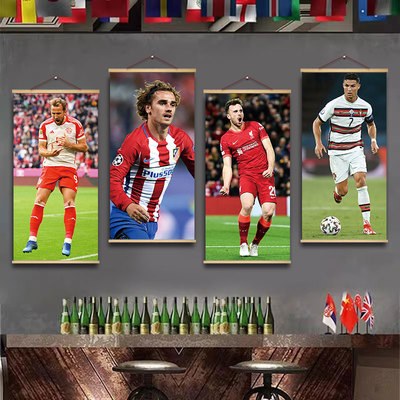 足球明星装饰布置海报竞彩体彩店墙面世界杯夺冠C罗姆巴佩墙贴画