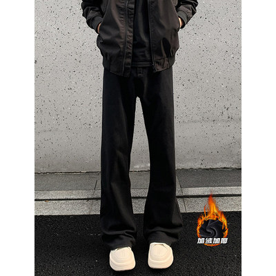 cleanfit巴黎bootcut黑色弯刀微喇牛仔裤男vibe美式修身秋冬裤子