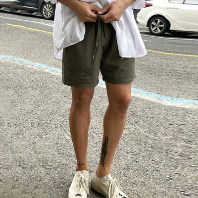 Upscale潮人 亚麻短裤男夏季薄款韩版直筒百搭五分裤宽松休闲裤子