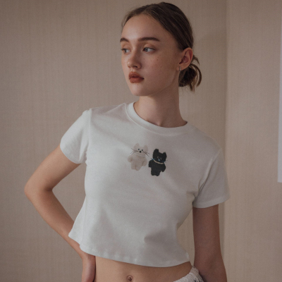 短袖可爱薄宠物棉女T恤