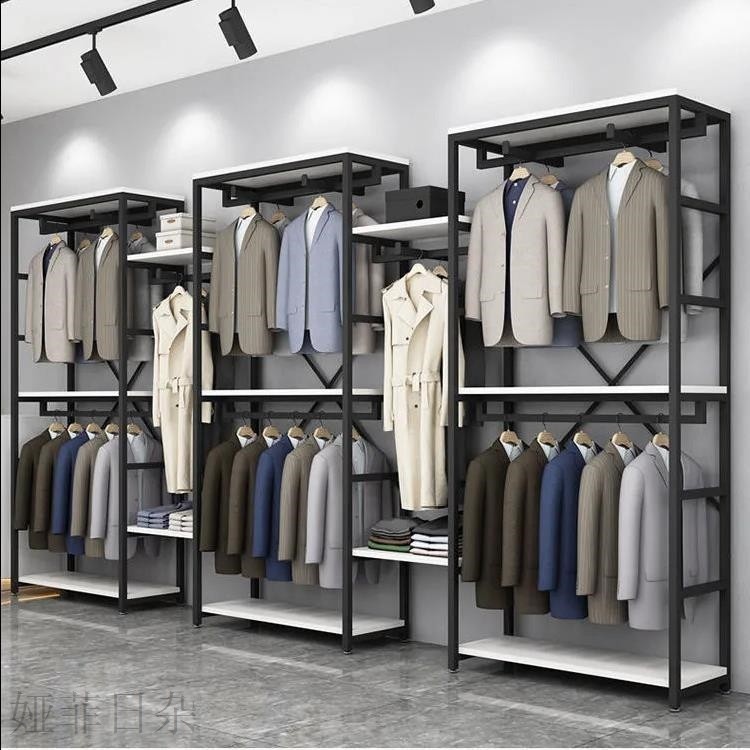 服装店衣帽架展示架挂衣架落地式双层陈列架组合男女装衣帽货架_虎窝淘