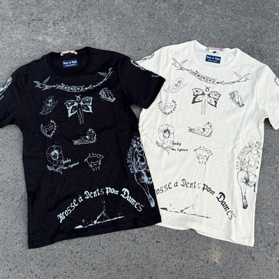 Fleurs De Bagne花囚犯 竹节棉复古old school风双棉印花短袖T恤