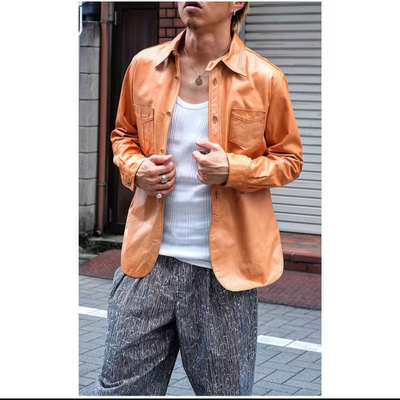 Tenjin Works天神 特价 WS03顺滑油润原色牛犊皮小牛皮工装衬衫