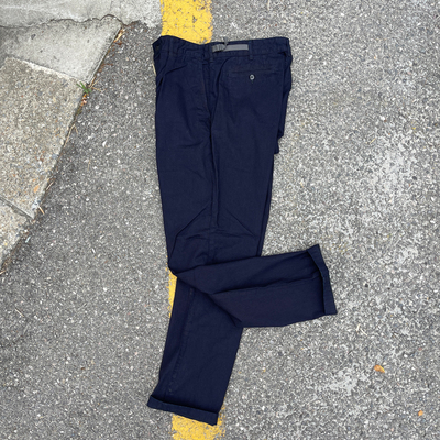 双蓝染面料可调节腰围复古工装裤