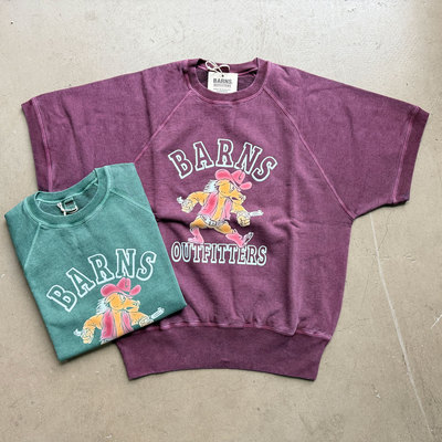 Barns 松弛感拉满 成衣染色水洗做旧复古骏马牛仔印花短袖卫衣T恤
