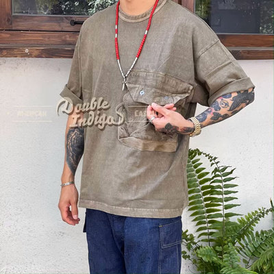 Gypsy Sons特价 余文乐类似款 棉麻混纺碧纹染色水洗做旧重磅T恤