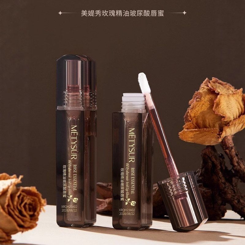 正品美媞秀玫瑰精油玻尿酸唇蜜水润嘟嘟唇蜜清透水光唇部精华打底