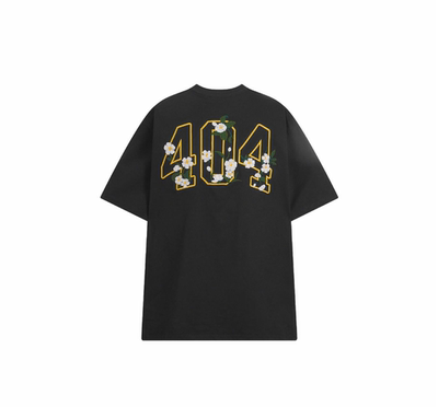 404MOB GANG美式复古山茶花印花重磅圆领宽松休闲短袖T恤男女同款